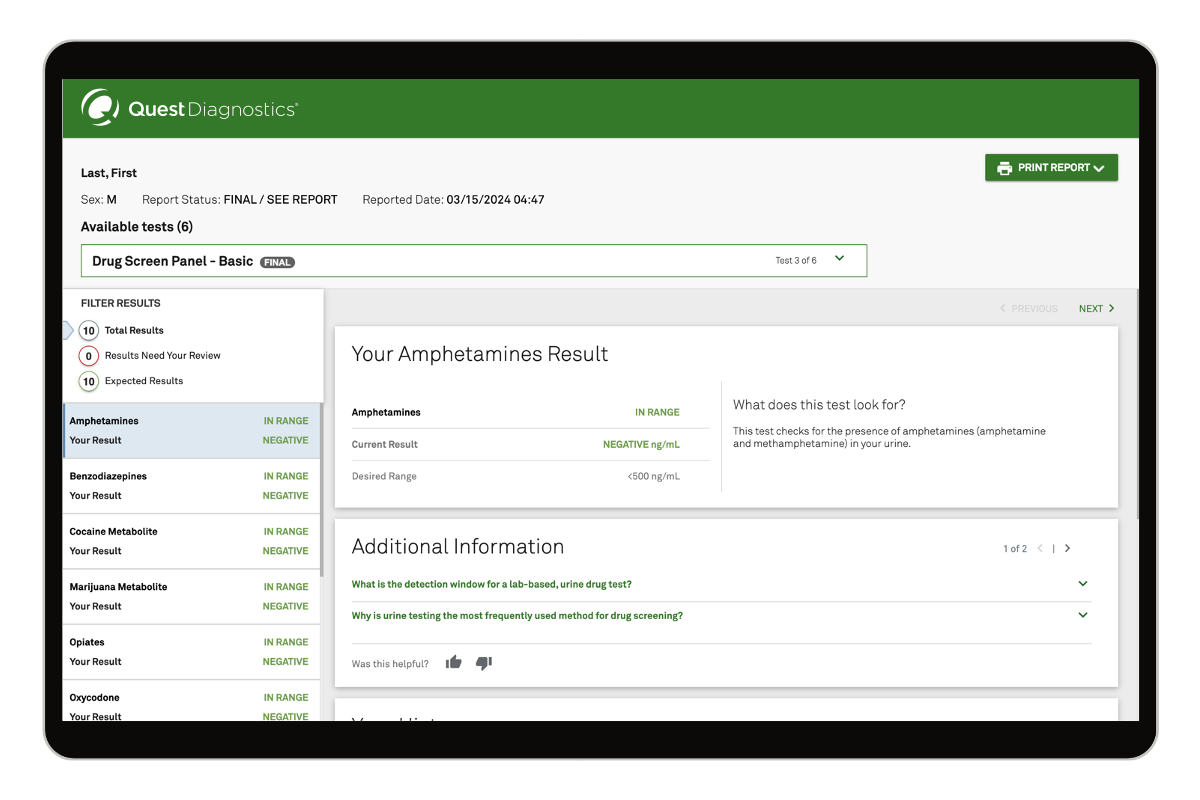 6 Panel Drug Test | 6 Panel Urine Drug Screen | Quest®