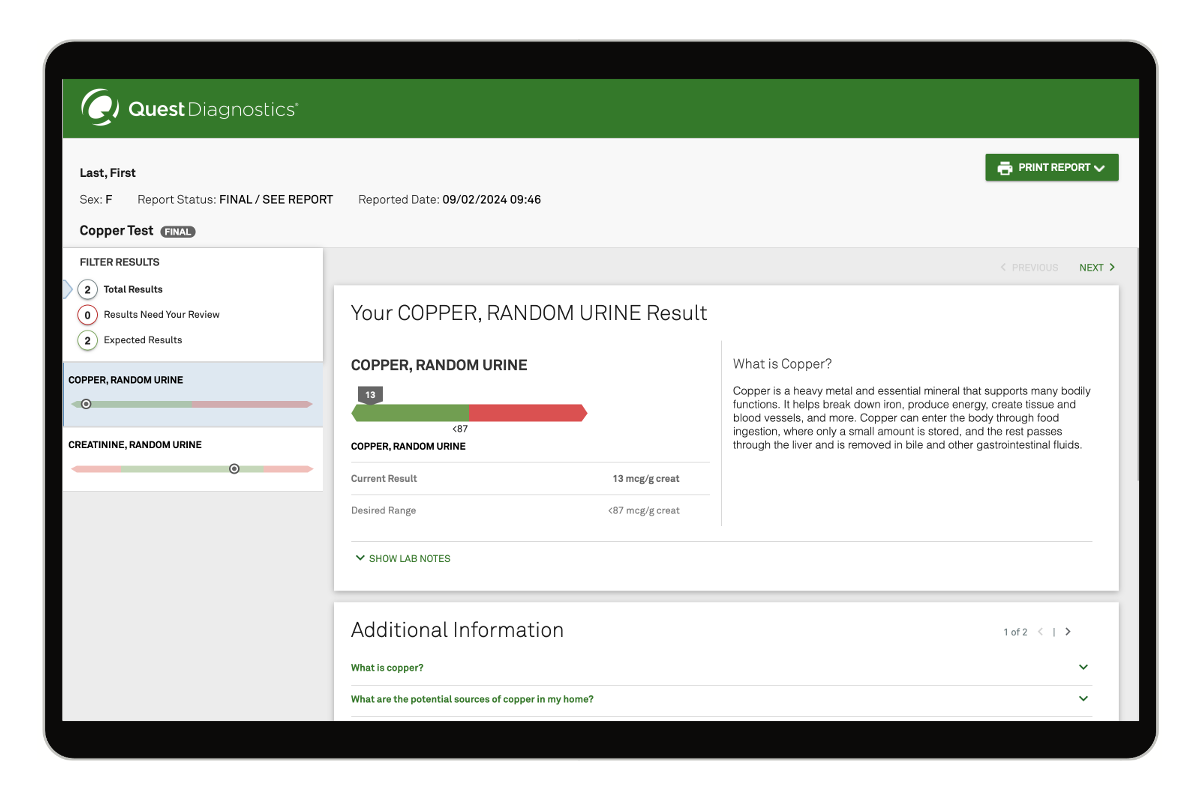 Copper Test | Urine Copper Test for Toxicity | Quest® | Quest®