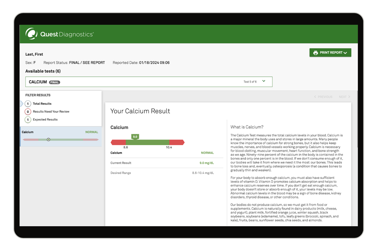 Calcium Blood Test | Calcium Lab Test | Quest®